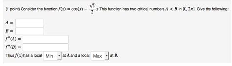 solved 1 point consider the function f x cos x x