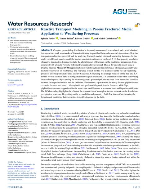 pdf reactive transport modeling in porous fractured media application to weathering processes