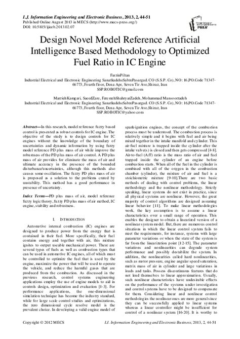 pdf design novel model reference artificial intelligence based methodology to optimized fuel
