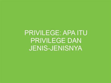 Privilege Apa Itu Privilege Dan Jenis Jenisnya Aikerja