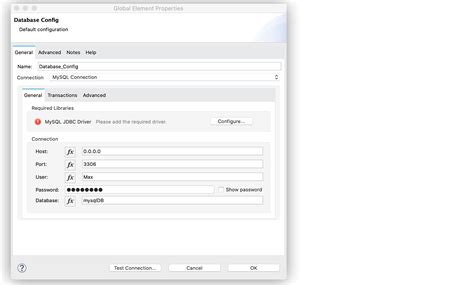configure a database connection mulesoft documentation