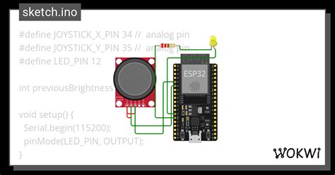 Controlling The Brightness Of Led Using Joystick With Esp32 Wokwi