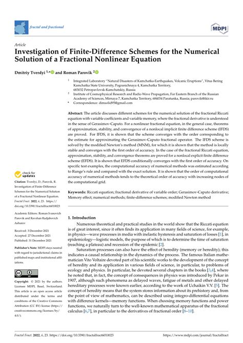pdf investigation of finite difference schemes for the numerical solution of a fractional