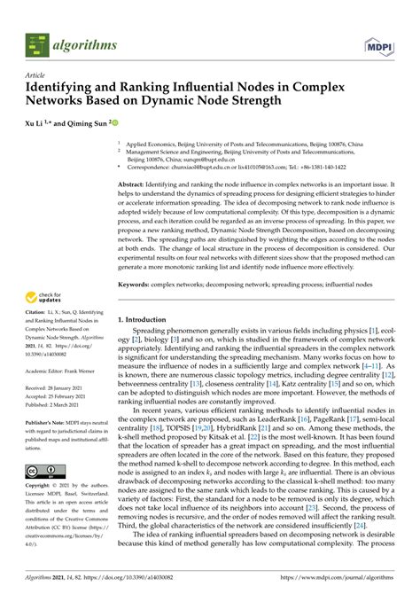pdf identifying and ranking influential nodes in complex networks based on dynamic node strength