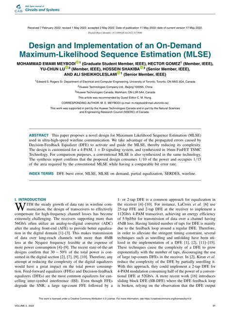 pdf design and implementation of an on demand maximum likelihood sequence estimation mlse