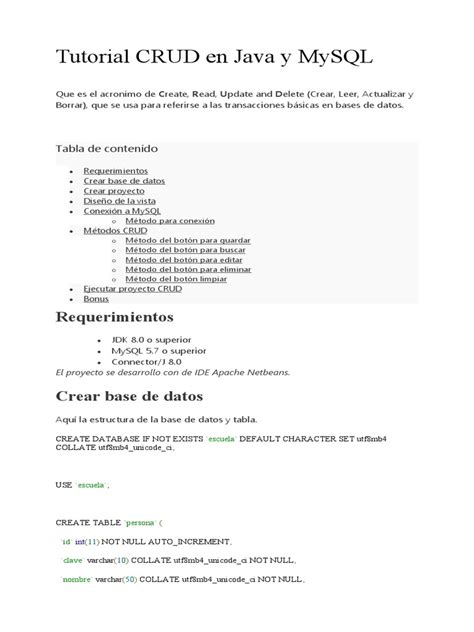 tutorial crud en java y mysql pdf