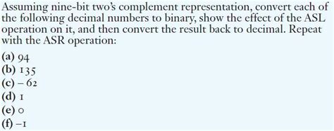 solved assuming nine bit two s complement representation
