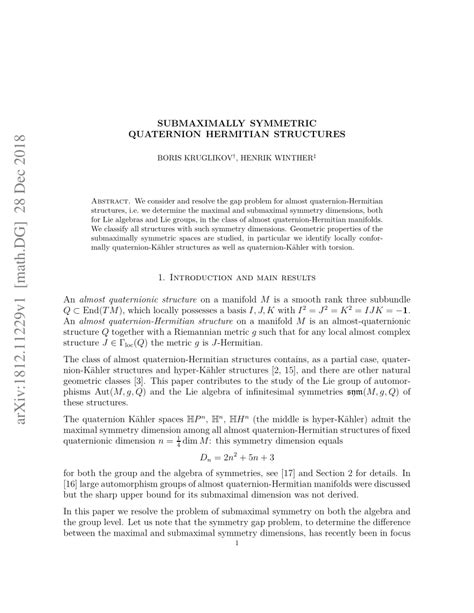 pdf submaximally symmetric quaternion hermitian structures