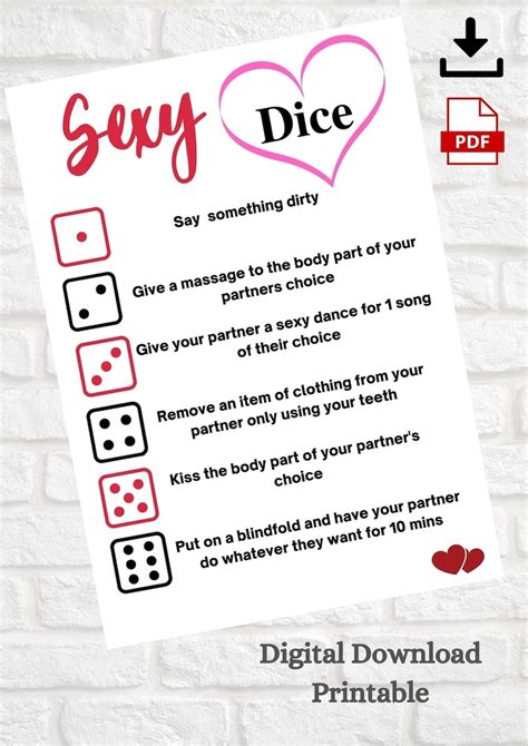 Sexy Dice Game Adult Game Valentines Day Date Night Etsy