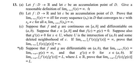 solved 13 a let f d → r and let c be an accumulation