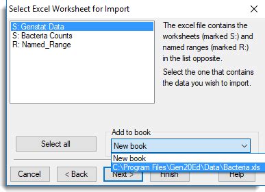 Importing Columns Or A Selection Of Cells Into A Book Genstat V22