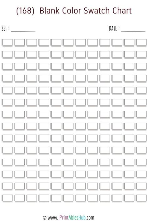 Free Printable 24 50 72 80 100 120 150 168 Blank Color Swatch