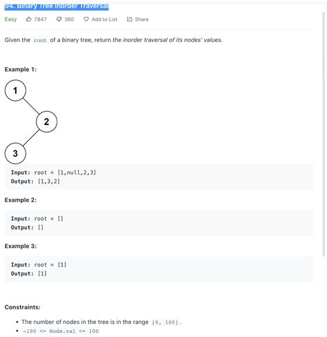 leetcode 94 binary tree inorder traversal