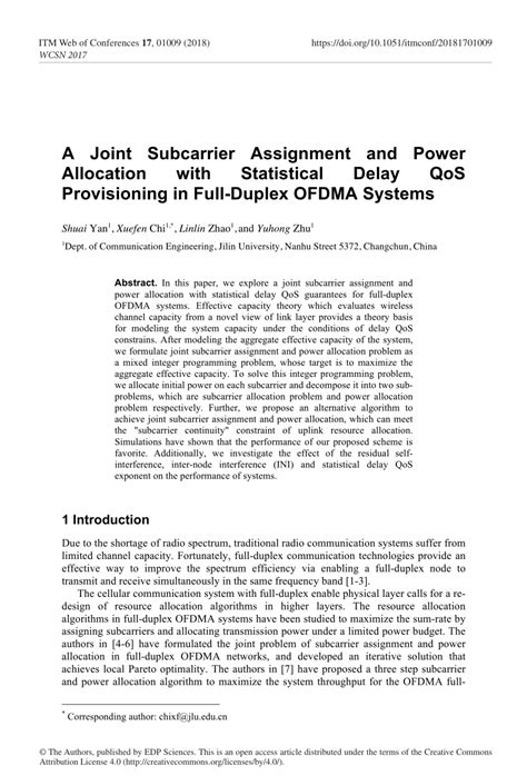 pdf a joint subcarrier assignment and power allocation with statistical delay qos provisioning