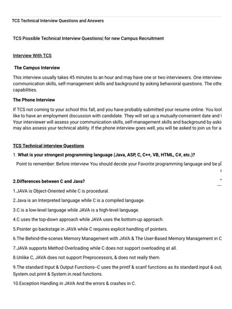 tcs technical interview questions and answers updated on dec 2019 pdf pointer computer
