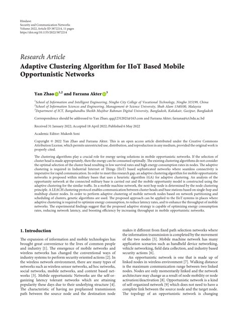 pdf adaptive clustering algorithm for iiot based mobile opportunistic networks