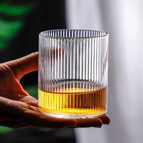 Clear Ribbed Glass Tumblers Vertical Ripple Glass Whiskey Etsy