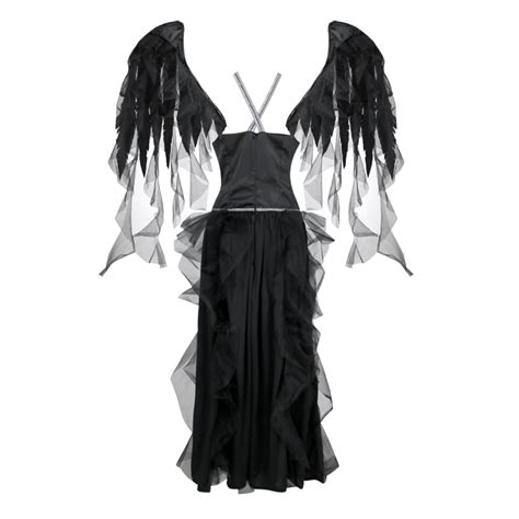 Deluxe Adult Noble Elegant Fallen Angel Halloween Fancy Ball Cosplay Costume With Wing N18247