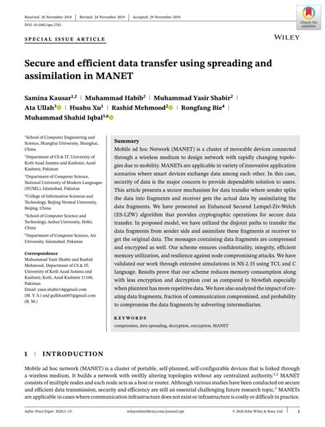 pdf secure and efficient data transfer using spreading and assimilation in manet