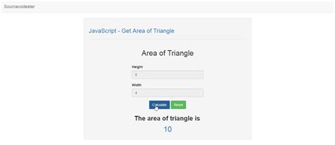 javascript get area of triangle sourcecodester