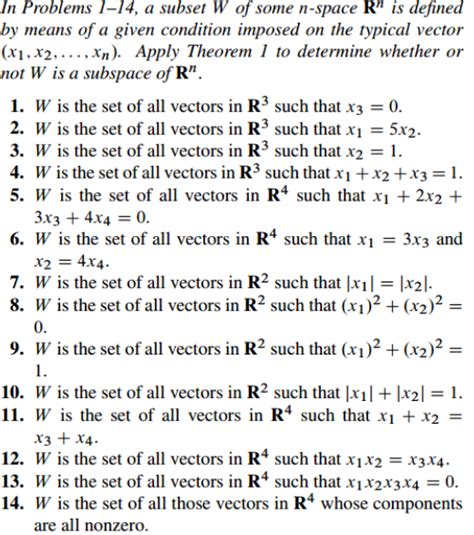 solved theorem 1 conditions for a subspace the nonempty
