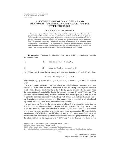 pdf associative algebras symmetric cones and polynomial time interior point algorithms