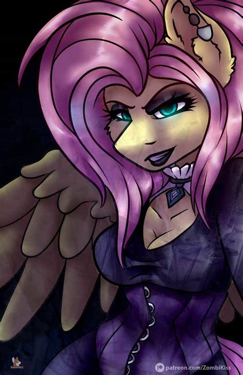 1958996 Safe Artistgingerbreadarts Fluttershy Anthro G4 Breasts Cleavage Cloud Ear
