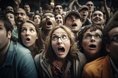 Premium AI Image Generative Ai Crowd Gasping With Shocking Annd