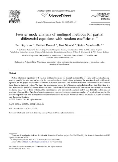 pdf fourier mode analysis of multigrid methods for partial differential equations with random