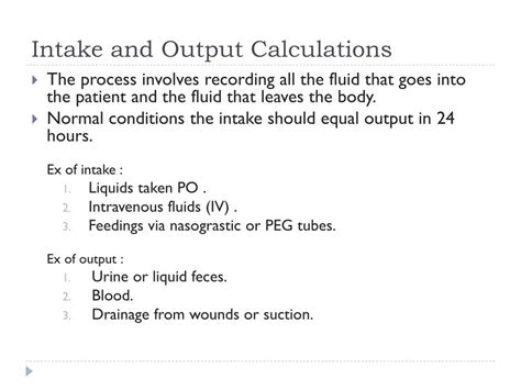 nursing intake and output calculator
