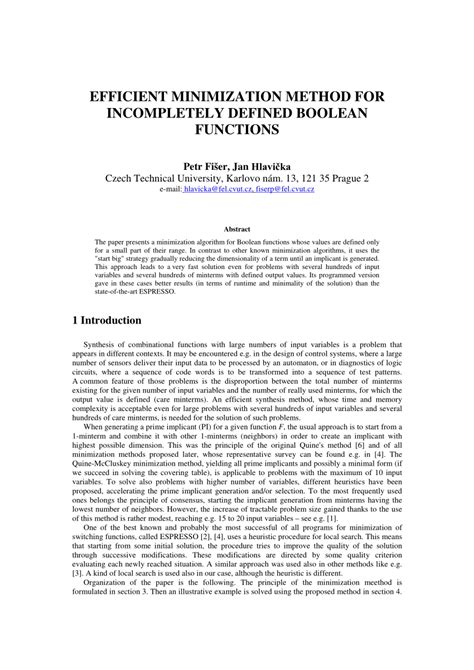 pdf efficient minimization method for incompletely defined boolean functions