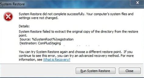 how to fix failed system restore in windows 10