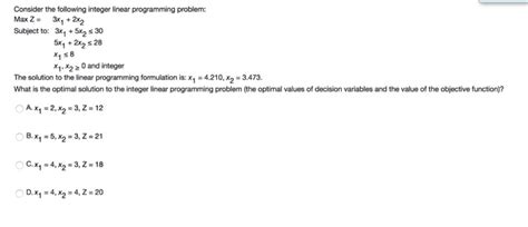 solved consider the following integer linear programming