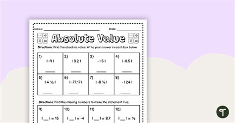 absolute value worksheet worksheets for kindergarten