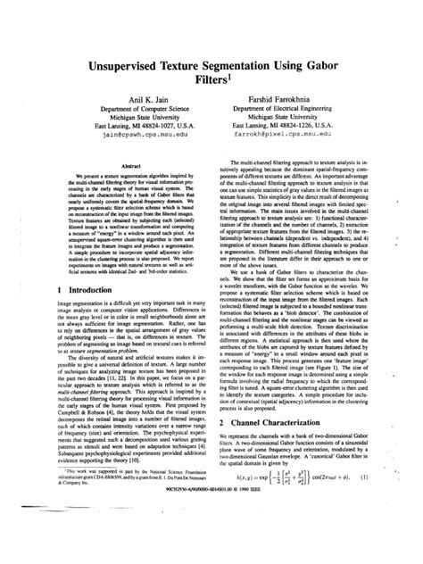 pdf unsupervised texture segmentation using gabor filters dokumen tips
