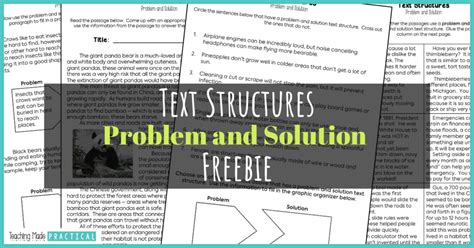 Problem And Solution Text Structure Practice Free Printable Teaching