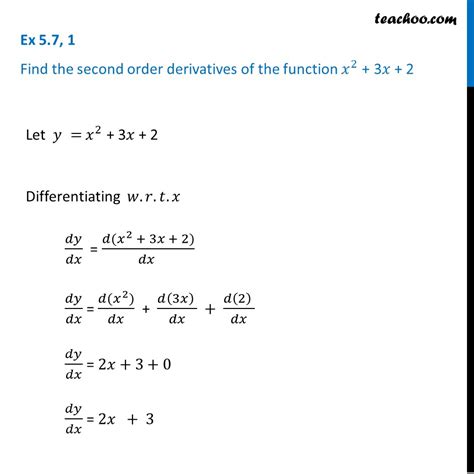 ex 5 7 1 find second order derivatives of x2 3x 2