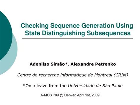 ppt checking sequence generation using state distinguishing subsequences powerpoint