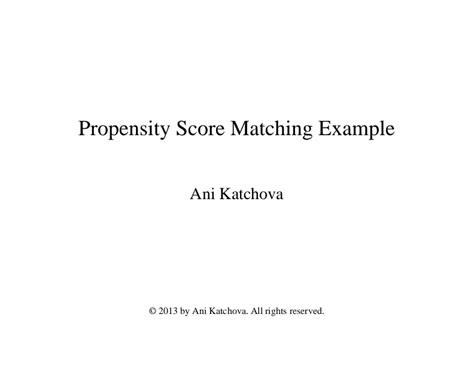 Propensity Score Matching Example Pdf Google Drive