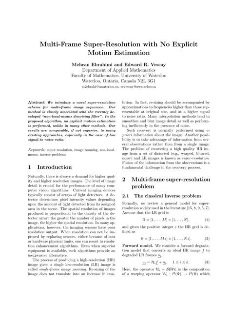 pdf multi frame super resolution with no explicit motion estimation