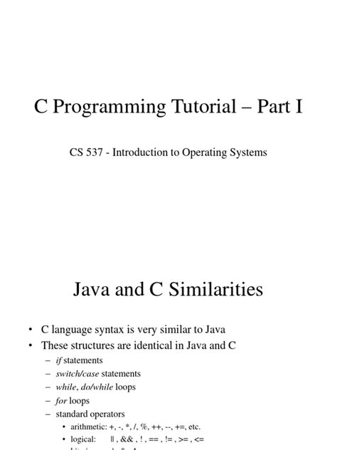 c programming tutorial part i cs 537 introduction to operating systems pdf c