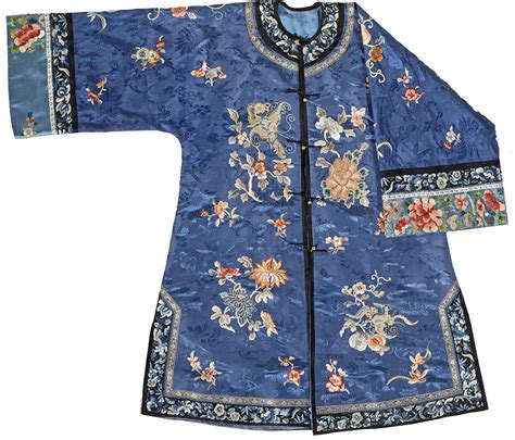 清朝平民女子服饰 天蓝色刺绣对襟女褂系列肉丁网