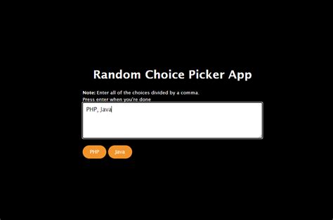 random choice picker app in vanillajs with source code sourcecodester