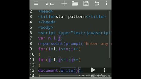javascript program to print star pattern and number pattern javascript star pattern web coding