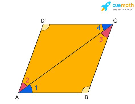 angles of a parallelogram theorems proofs properties