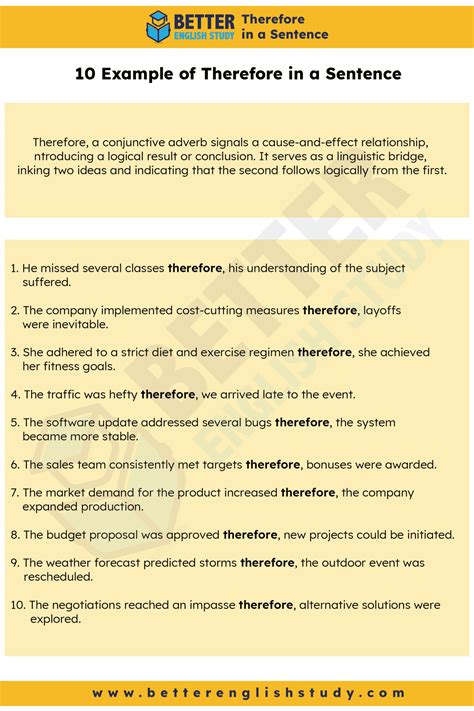 How To Use Therefore In A Sentence