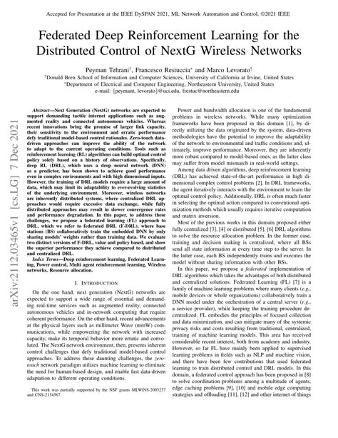 pdf federated deep reinforcement learning for the distributed control of nextg wireless networks