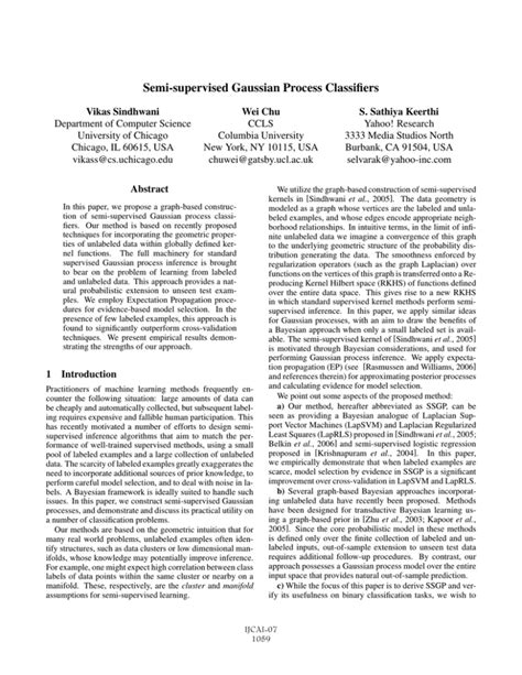 semi supervised gaussian process classiﬁers