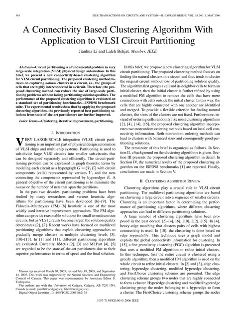 pdf a connectivity based clustering algorithm with application to vlsi circuit partitioning