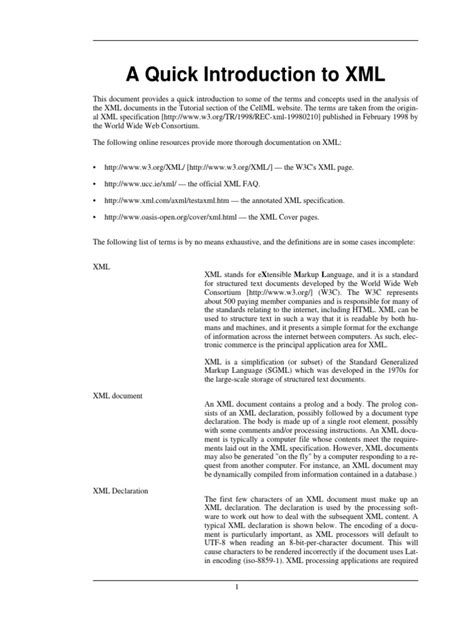a quick introduction to xml pdf xml xml schema